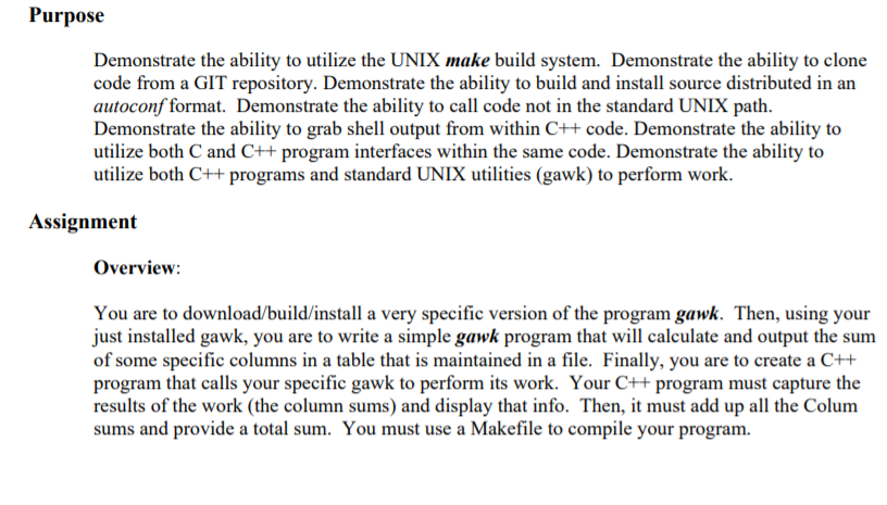 Solved Purpose Demonstrate the ability to utilize the UNIX | Chegg.com