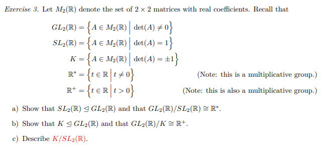 Solved Exercise 3 Let M2 R Denote The Set Of 2×2 Matrices