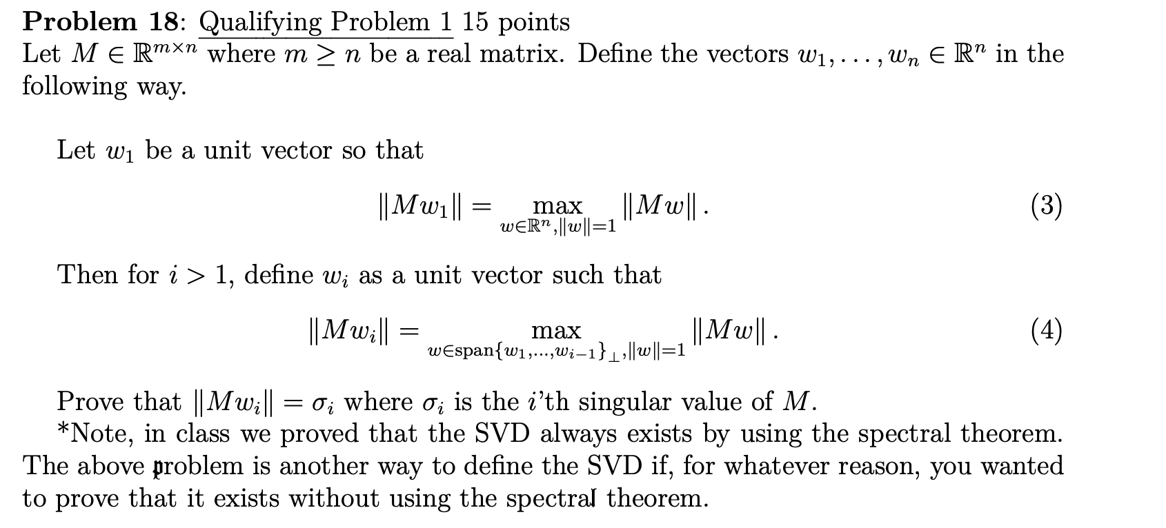 Solved Problem 18 Qualifying Problem 115 Points Let M∈rm×n 2399