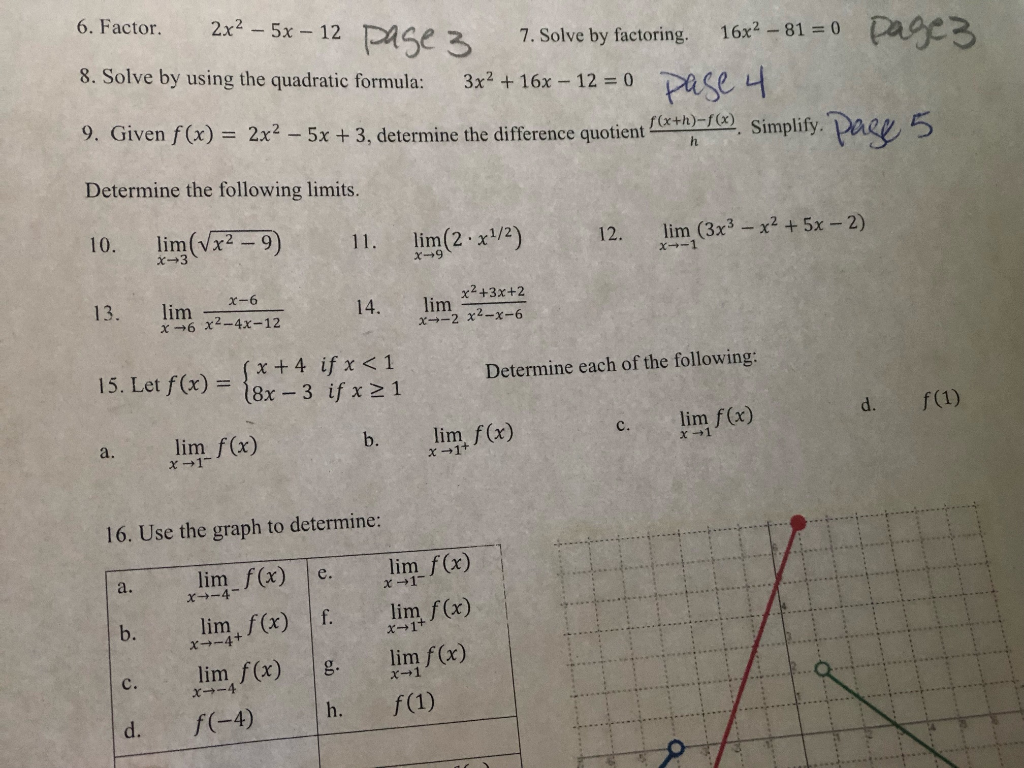 Solved 6. Factor. 2x² – 5x - 12 page 3 7. Solve by | Chegg.com