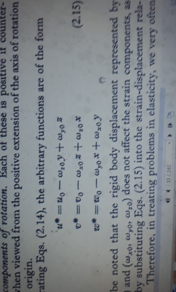 2-4 Show that the displacement components u, v, and w | Chegg.com