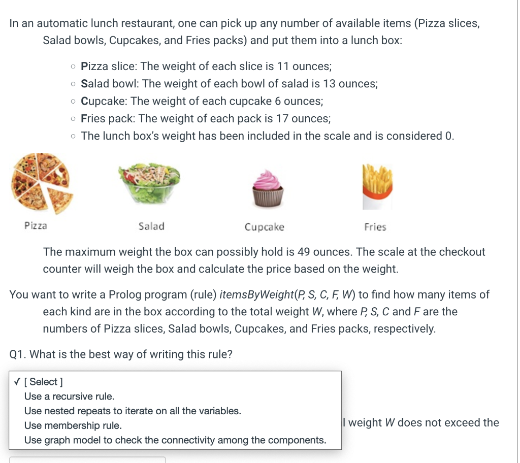 Solved In an automatic lunch restaurant, one can pick up any | Chegg.com