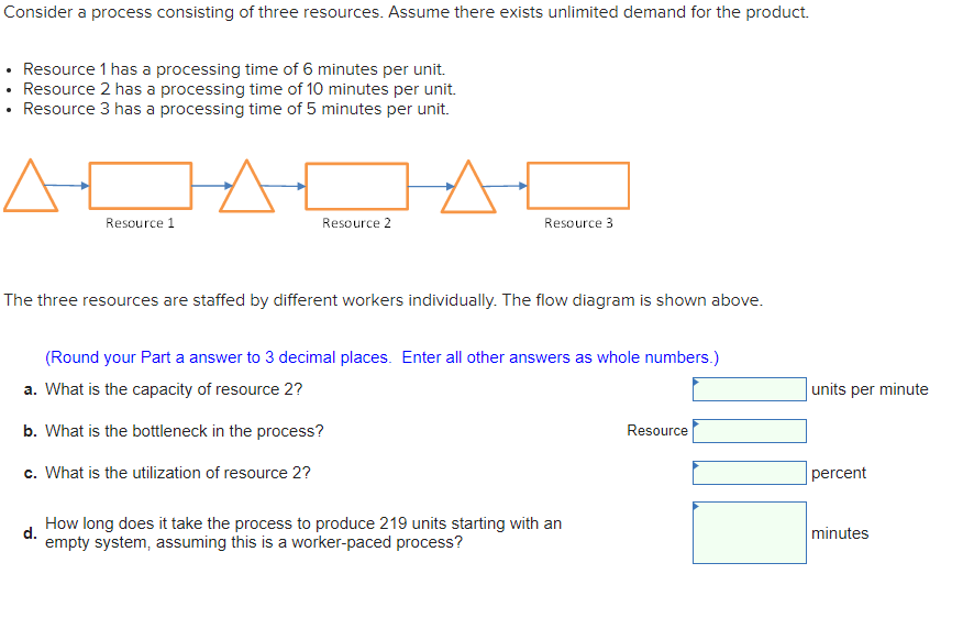 Solved Consider a process consisting of three resources. | Chegg.com