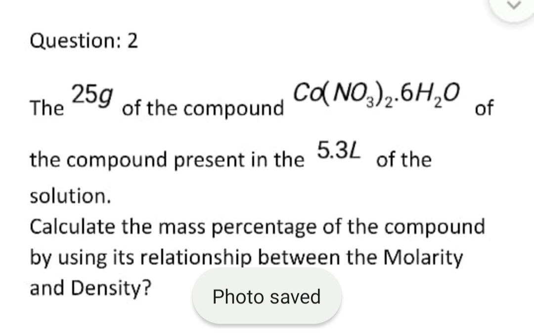 Solved The 25 g of the compound Co(NO3)2⋅6H2O of the | Chegg.com