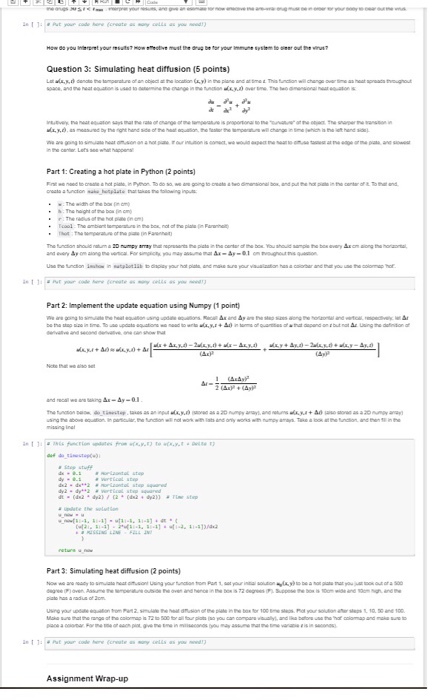 Question 3: Simulating heat diffusion (5 points) Part | Chegg.com