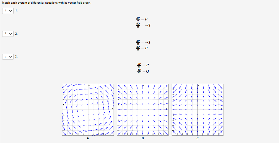 Solved Match each system of ﻿differential equations with its | Chegg.com