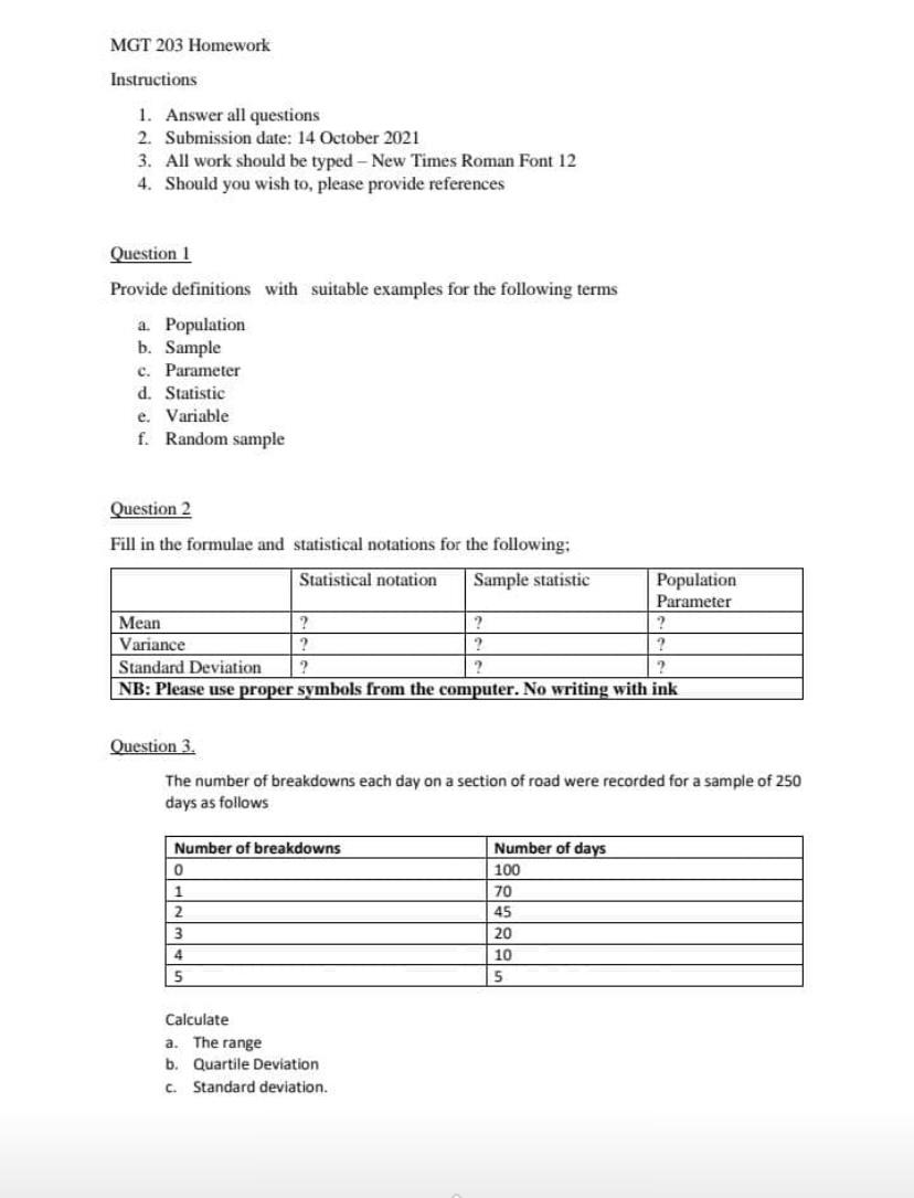 Solved MGT 203 Homework Instructions 1. Answer all questions | Chegg.com