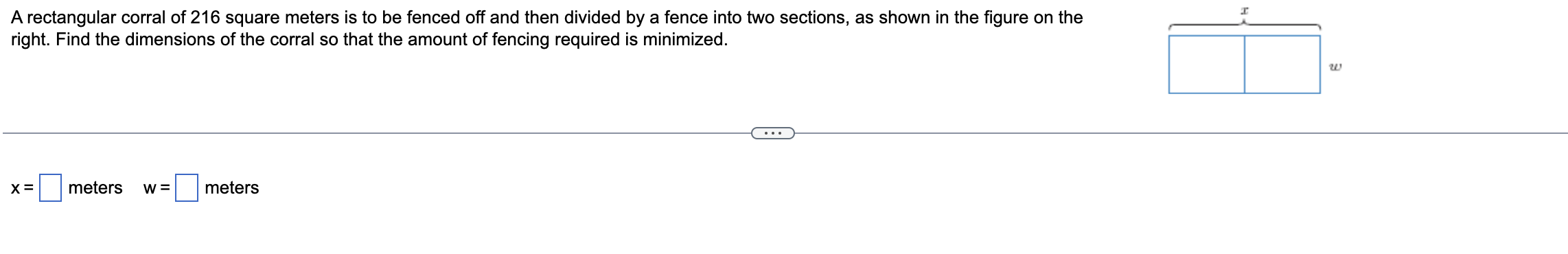 Solved A rectangular corral of 216 square meters is to be | Chegg.com