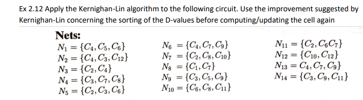 Solved Ex 2.12 Apply the Kernighan-Lin algorithm to the | Chegg.com