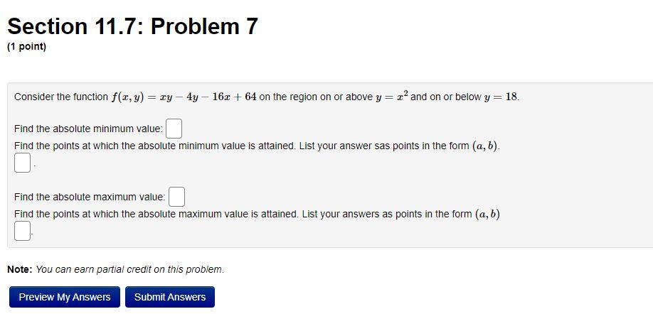 Solved Consider the function f(x,y)=xy−4y−16x+64 on the | Chegg.com