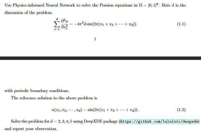 Solved Use Physics-informed Neural Network to solve the | Chegg.com