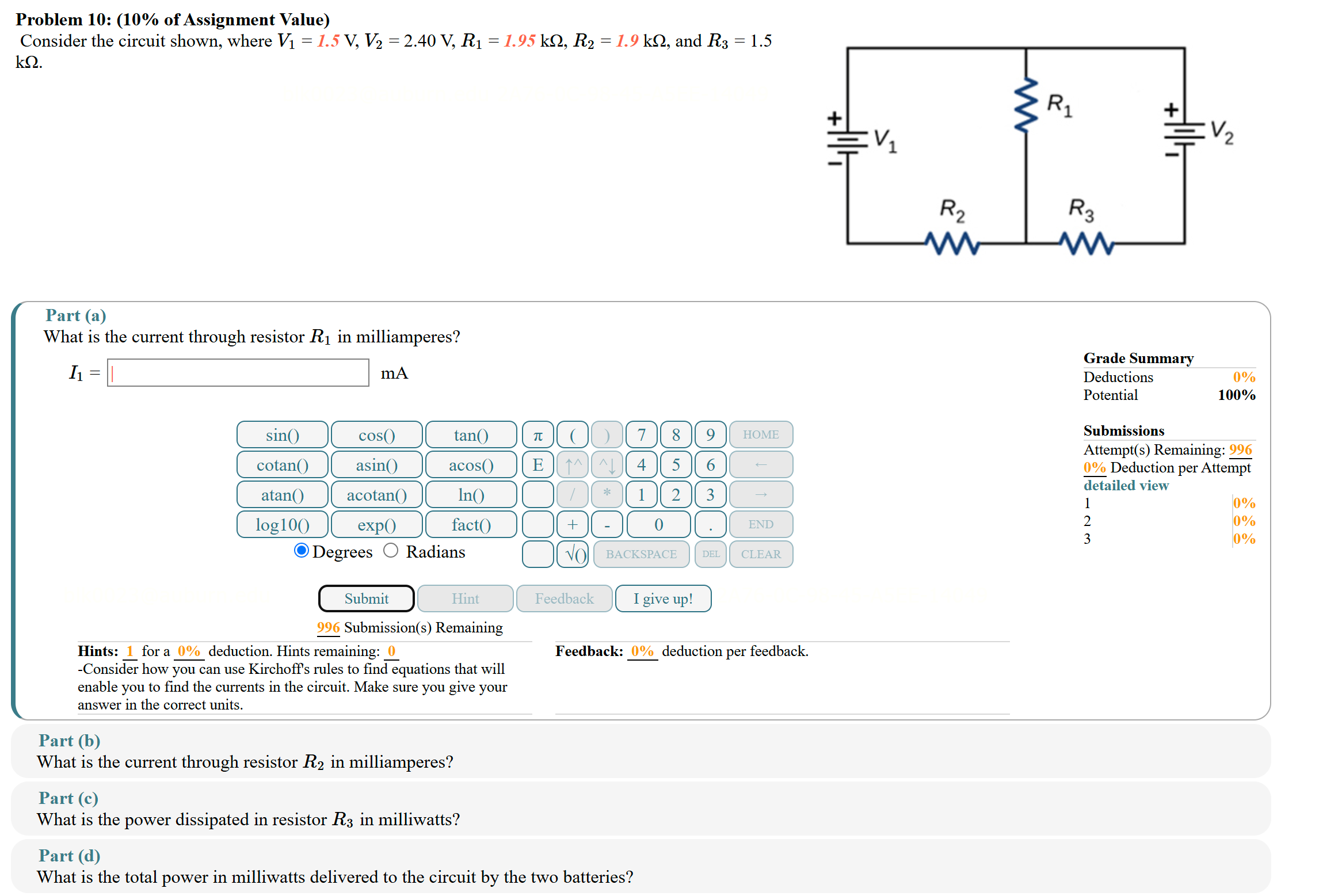 Solved Problem 10: (10% of ﻿Assignment Value)Consider the | Chegg.com