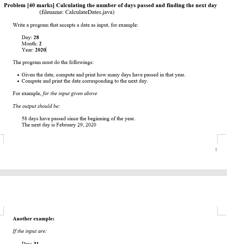 Solved Problem 40 Marks Calculating The Number Of Days Chegg