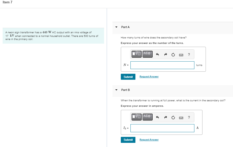 Solved A neon sign transformer has a 440 WAC output with an | Chegg.com
