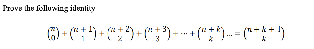 Solved Prove the following identity | Chegg.com