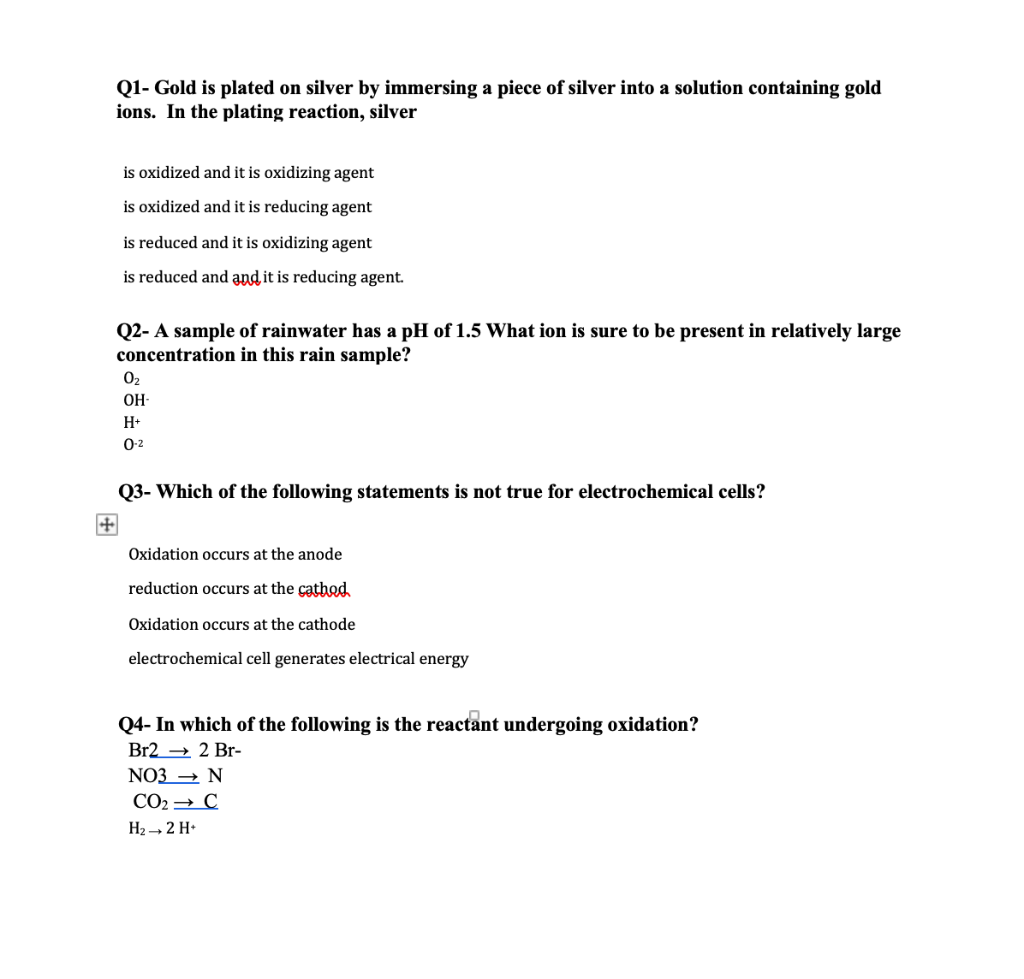 Solved Q1- Gold is plated on silver by immersing a piece of | Chegg.com