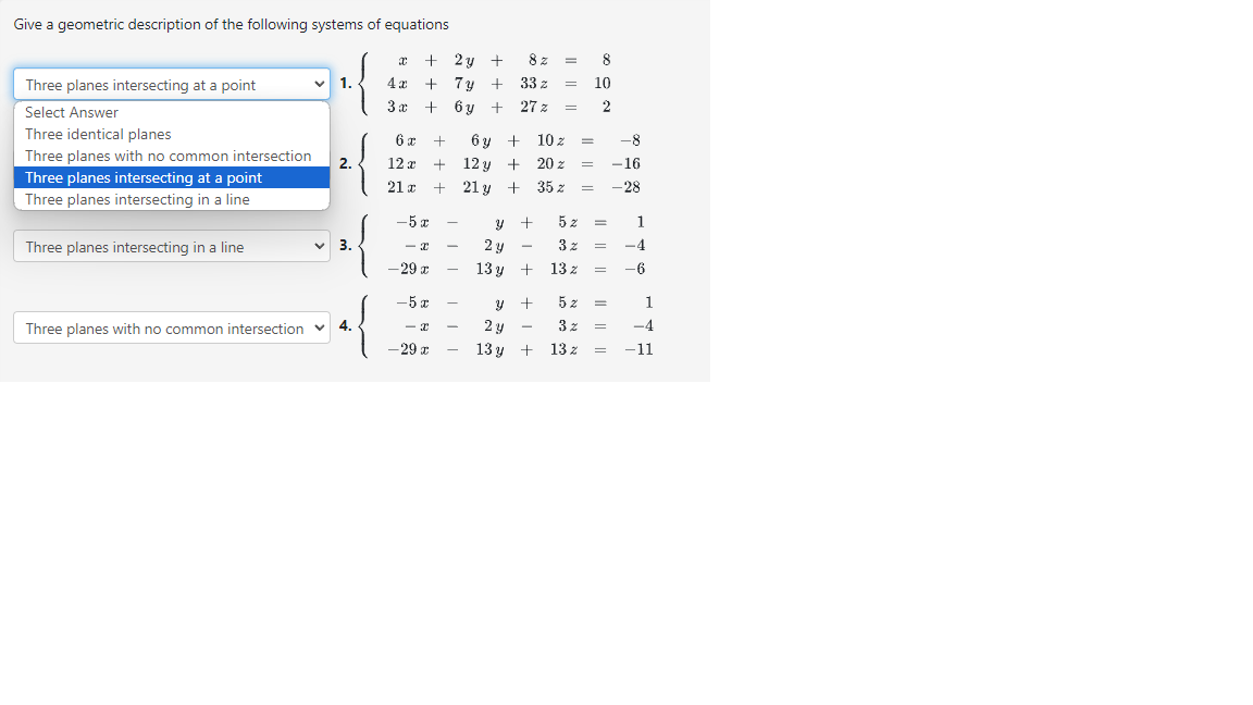 Solved Which geometric descriptions best describe following | Chegg.com