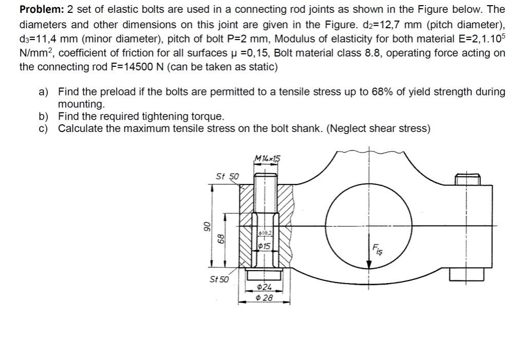 Solved Problem: 2 set of elastic bolts are used in a | Chegg.com