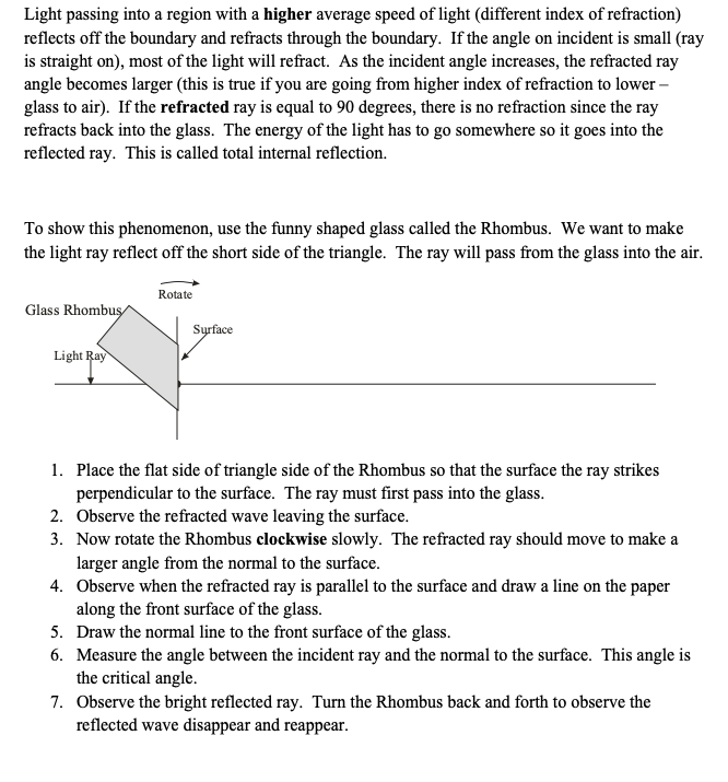 3 3-10 rnal Reflection Glass Rhombus Ligh Bay 3 - | Chegg.com