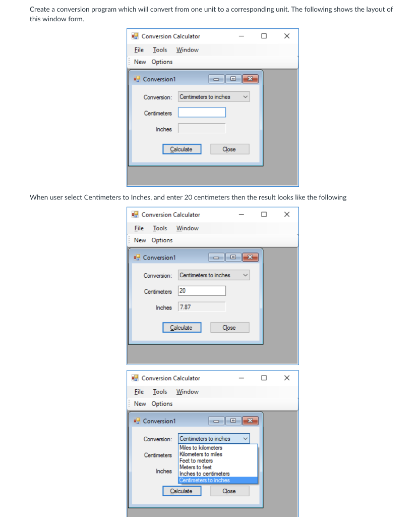 Solved Create a C# form like the following which will do a | Chegg.com