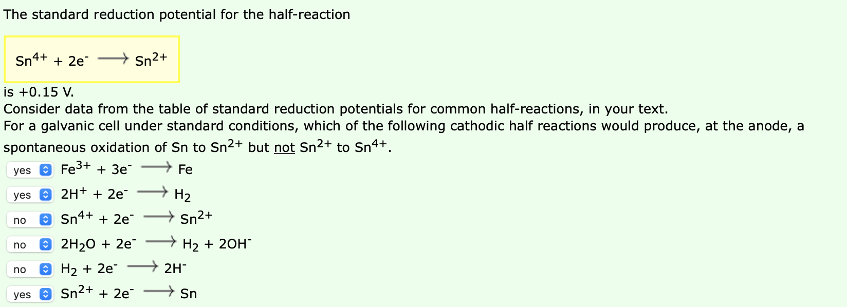 Solved The standard reduction potential for the | Chegg.com