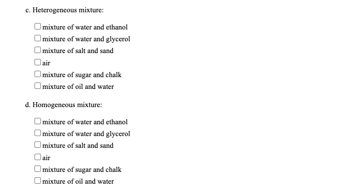 Solved Choose examples of an element, a compound, a | Chegg.com