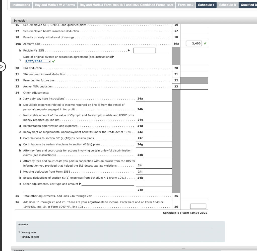 Instructions Ray and Maria's W-2 Forms Ray and | Chegg.com