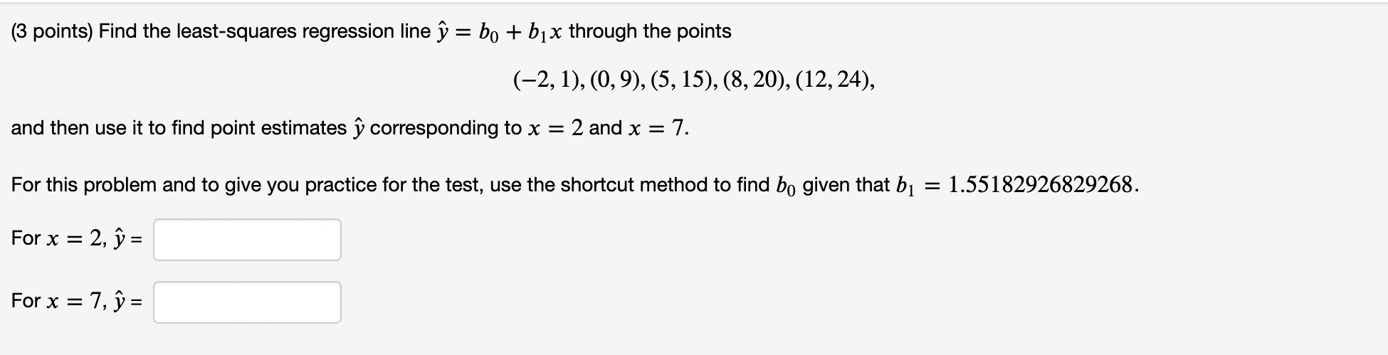Solved (3 points) Find the least-squares regression line | Chegg.com