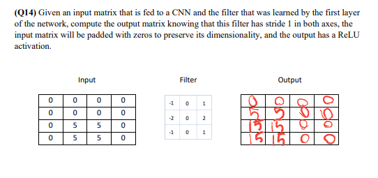 Solved (Q14) Given an input matrix that is fed to a CNN and | Chegg.com