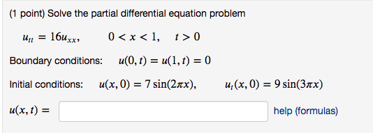 Solved (1 point) Solve the partial differential equation | Chegg.com