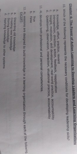 Solved Chapter 4: The Power of Action Learning to Develop | Chegg.com