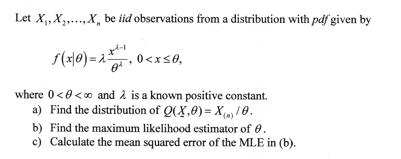 Solved Let X1 X2 … Xn Be Iid Observations From A