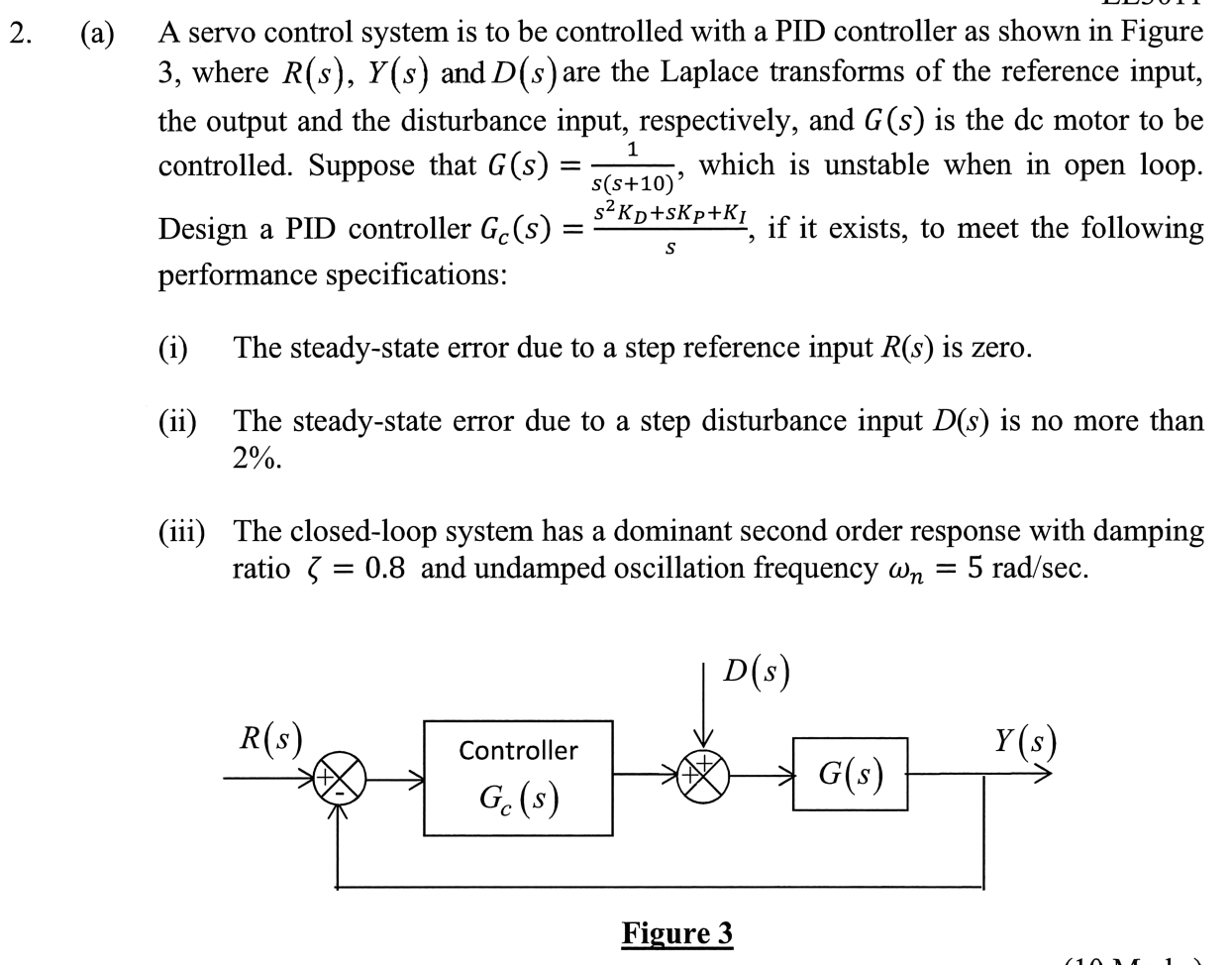 A servo control system is to be controlled with a PID | Chegg.com