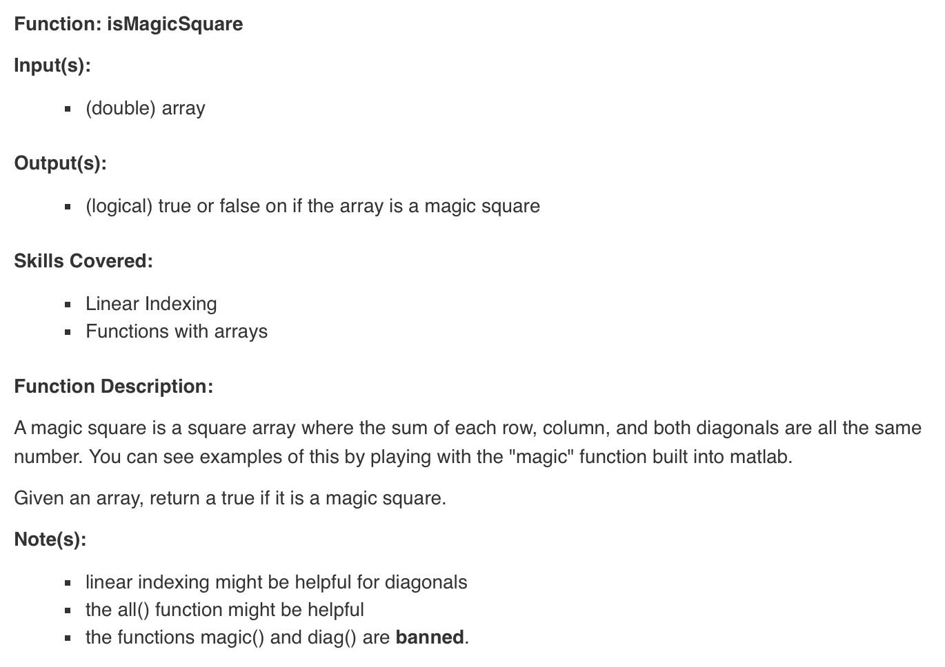 Solved Function Description: A magic square is a square | Chegg.com