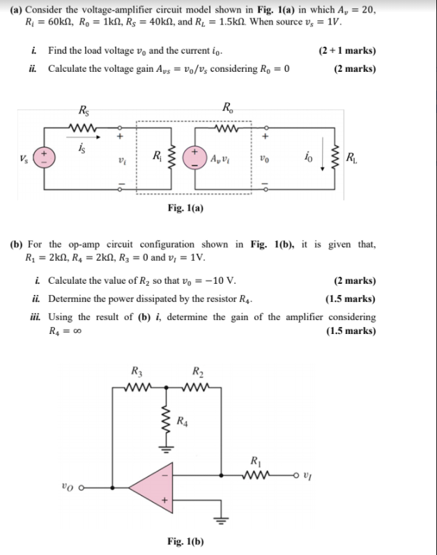 Solved (a) Consider the voltage-amplifier circuit model | Chegg.com