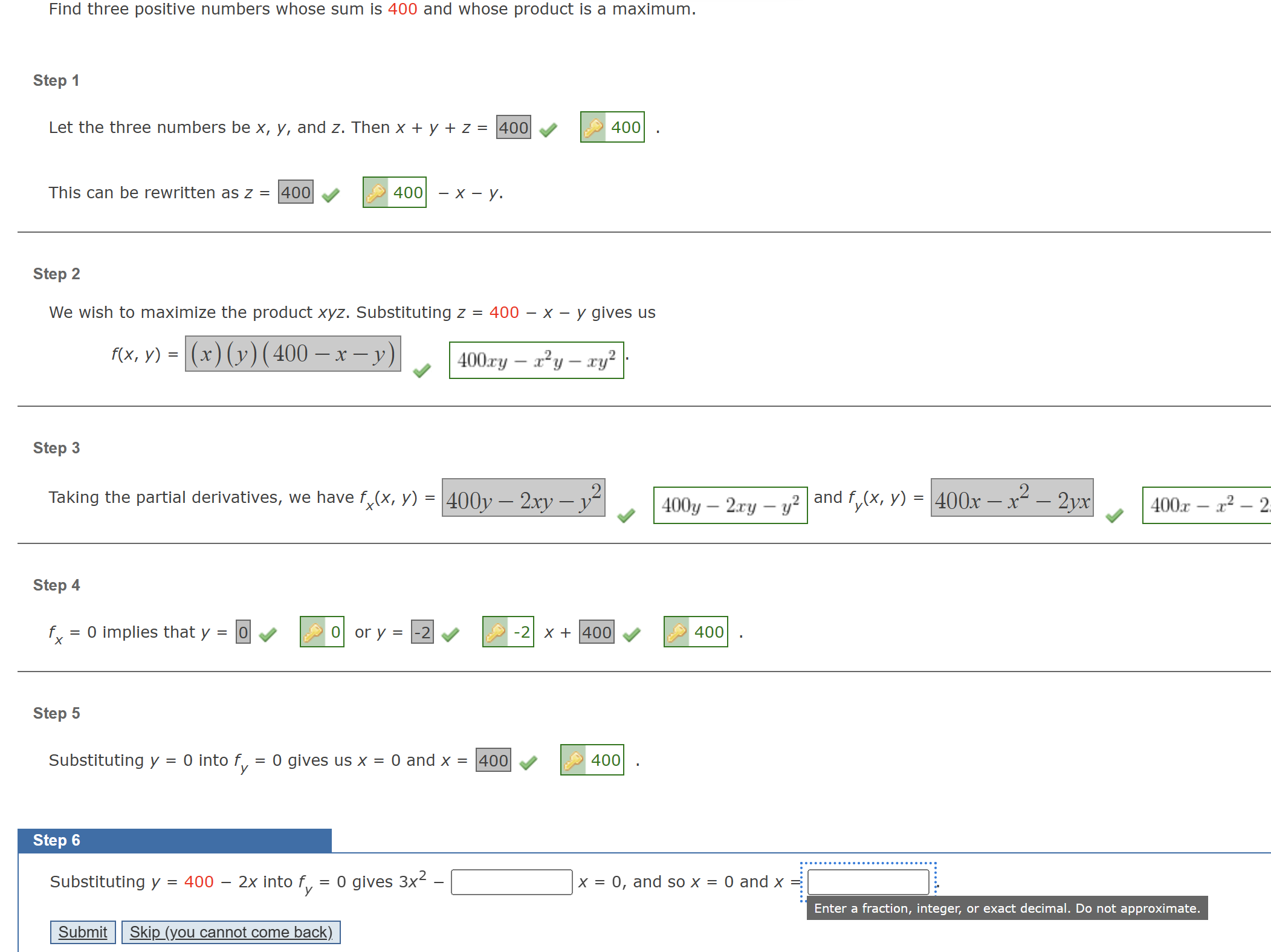 Find three positive numbers whose sum is 400 and | Chegg.com