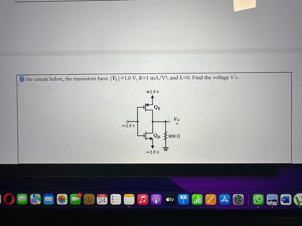 Solved In the circuit below, the transistors have |𝑉 | Chegg.com