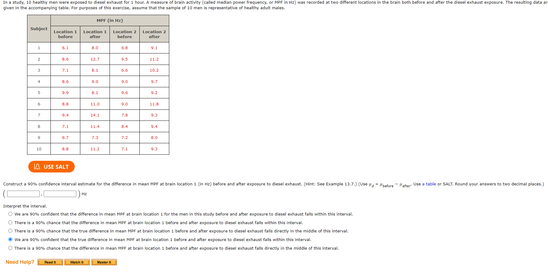 Solved , )Hz terpret the interval. There is a 90% chance | Chegg.com