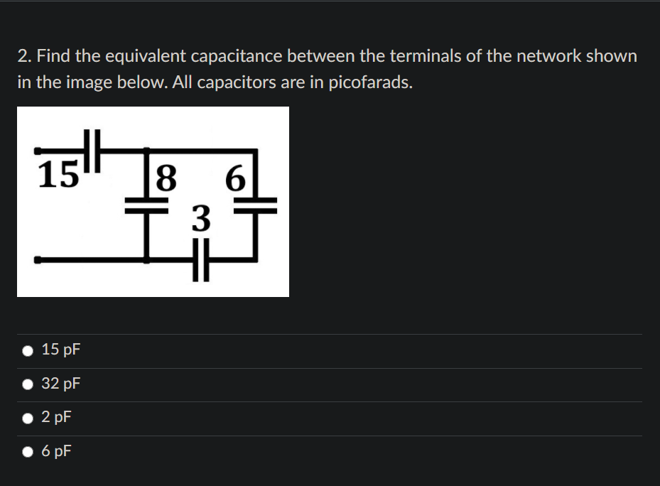 Solved 2. Find the equivalent capacitance between the | Chegg.com