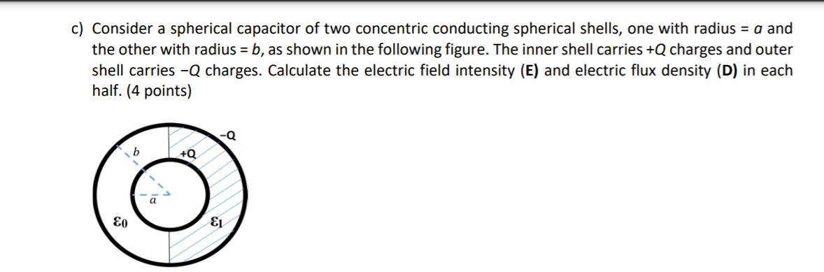 Solved Consider a spherical capacitor of two concentric | Chegg.com