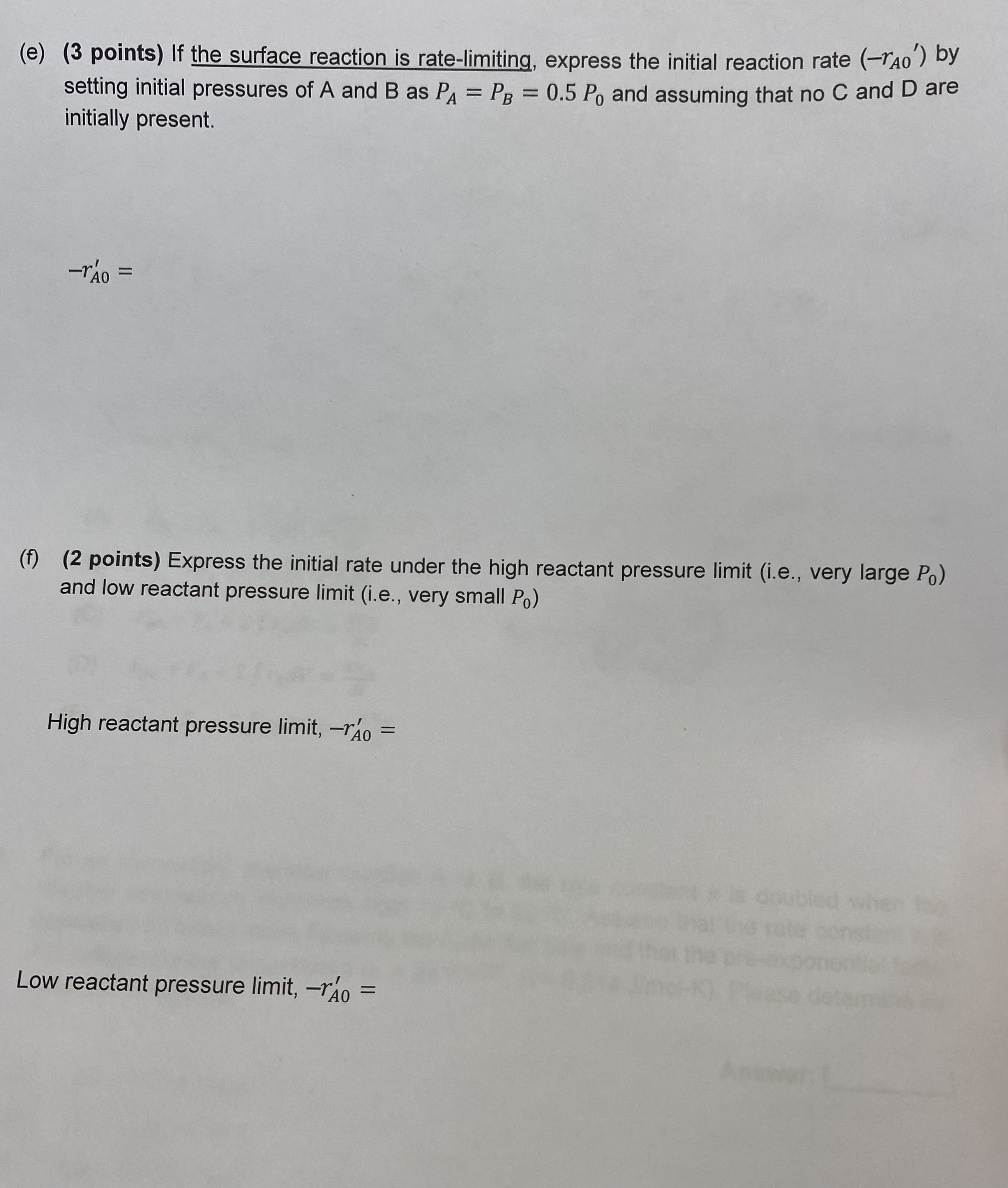 Solved 4. (20 points) Consider a heterogeneous gas-phase | Chegg.com