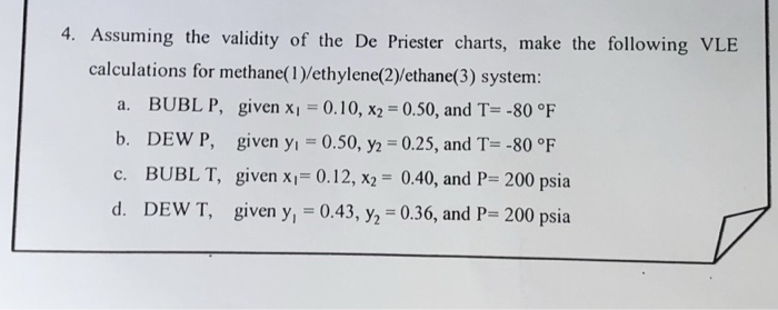 Solved 4. Assuming the validity of the De Priester charts, | Chegg.com