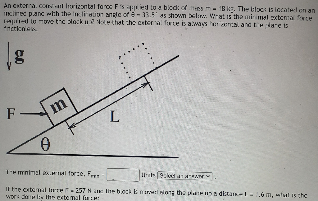 Solved An external constant horizontal force F is applied to | Chegg.com