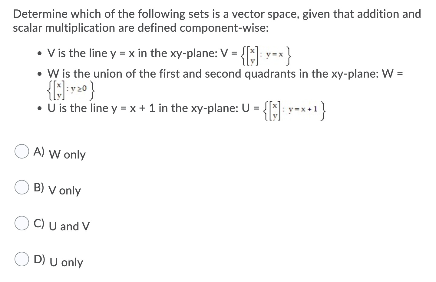 Solved Determine which of the following sets is a vector | Chegg.com