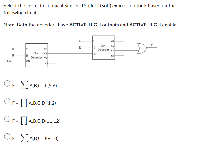 Solved Select The Correct Canonical Sum Of Product Sop