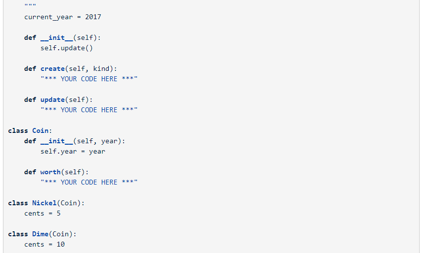 Solved Complete the Mint and Coin classes so that the coins | Chegg.com