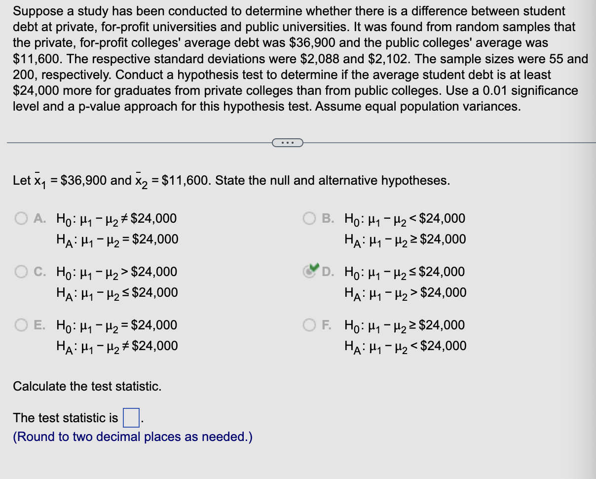 Solved Need help calculating test statistic and p-value for | Chegg.com Solved Need help calculating test statistic and p-value for | Chegg.com