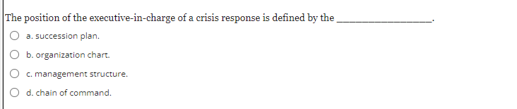 Solved The position of the executive-in-charge of a crisis | Chegg.com