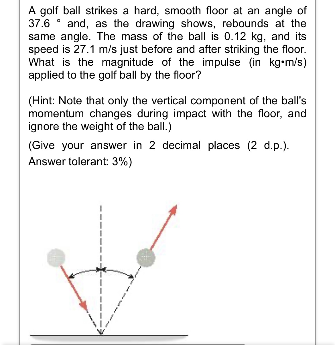 Solved A golf ball strikes a hard, smooth floor at an angle | Chegg.com