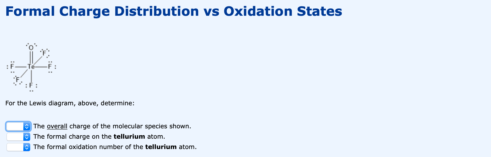 Solved Formal Charge Distribution vs Oxidation States : F F: | Chegg.com